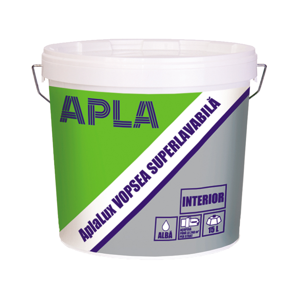 Vopsea superlavabilă albă pentru interior AplaLux 15L | PopVal
